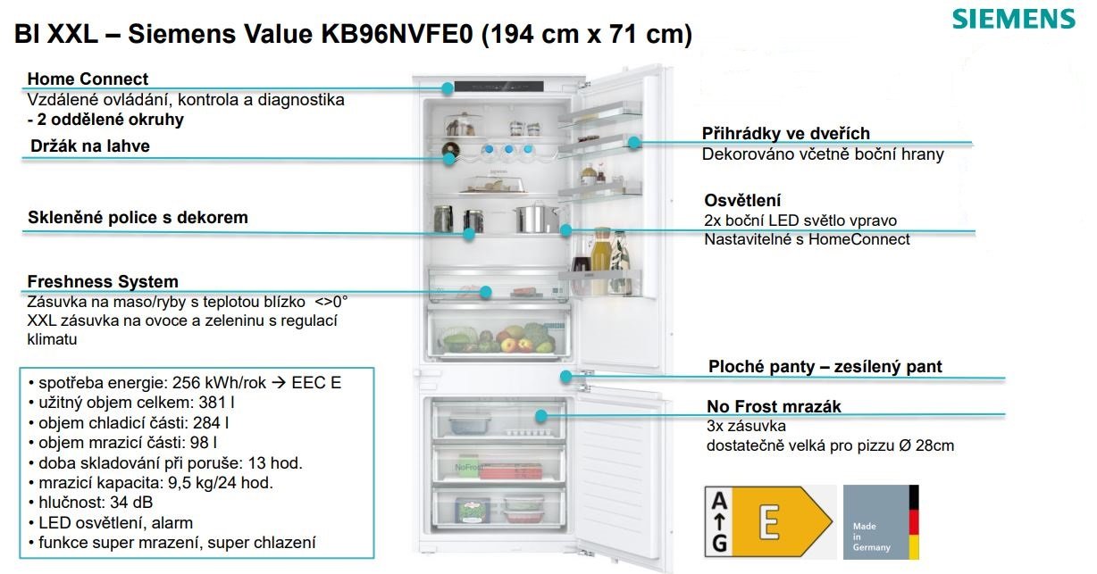 Vestavná chladnička s mrazákem Siemens KB96NVFE0 - E-shop Sykora ...